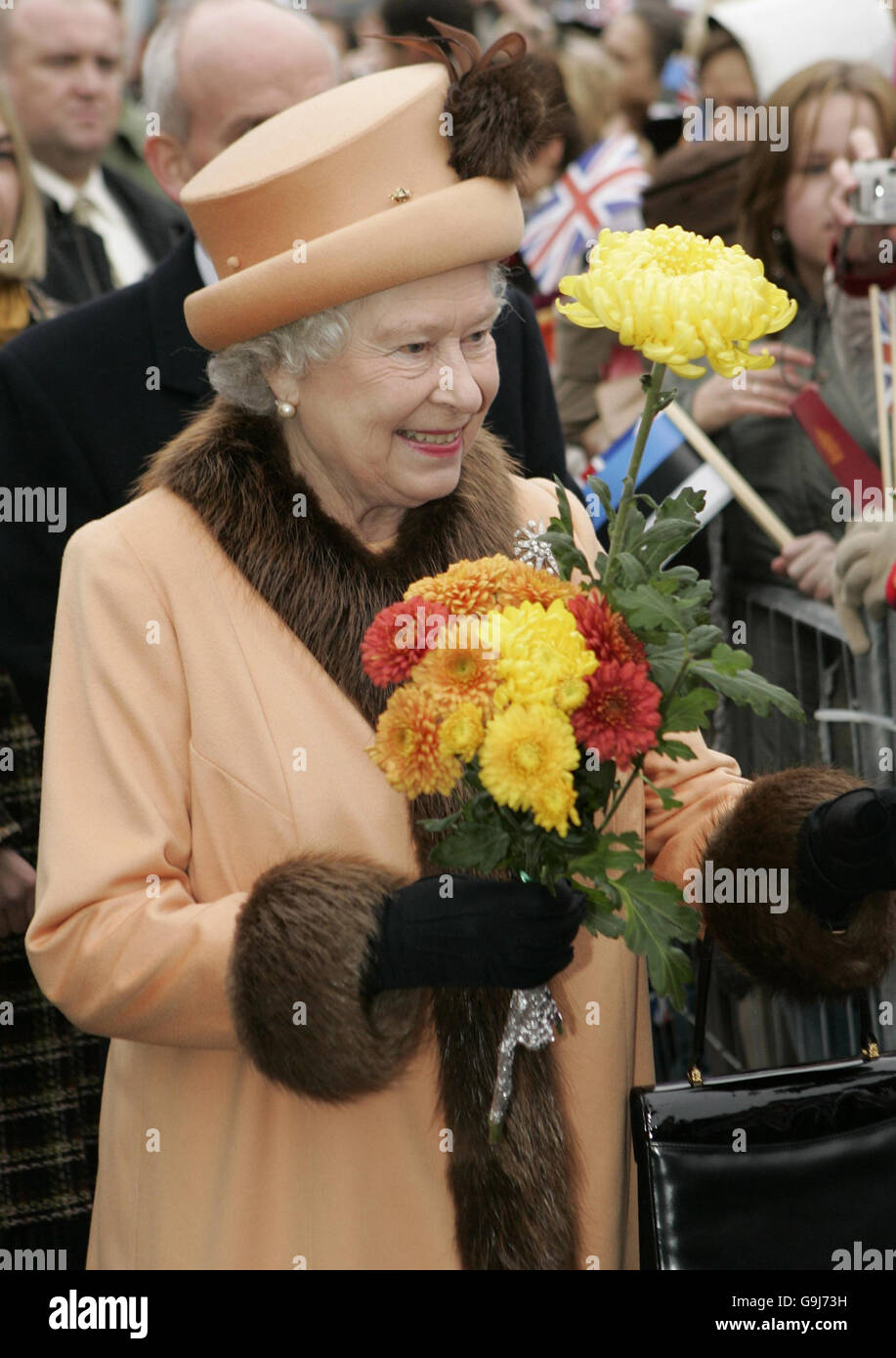Britain's Queen Elizabeth II during a walk about in thr Town Square in ...