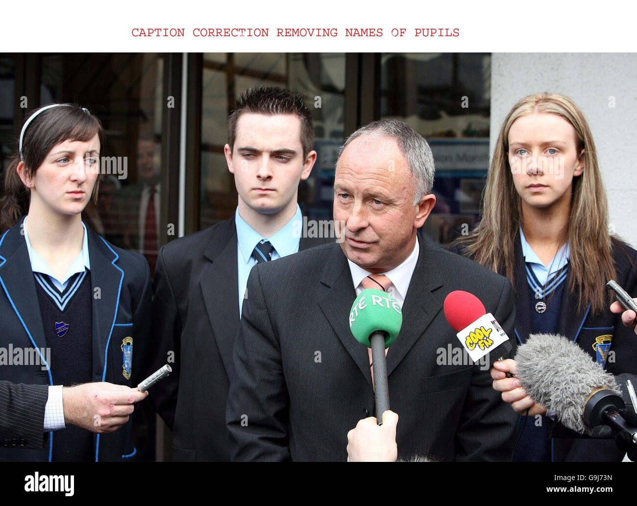 Irish Foreign Minister Dermot Ahern with St Louis Grammar School pupils ...