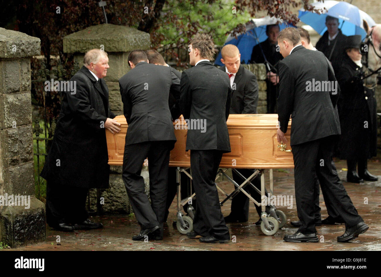The body of Private Gavin Williams is wheeled into St Cattwgs Church in ...