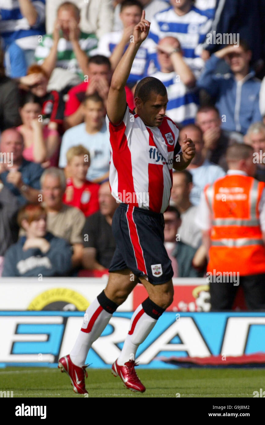 Southhamptons jermaine wright celebrates his goal hi-res stock ...