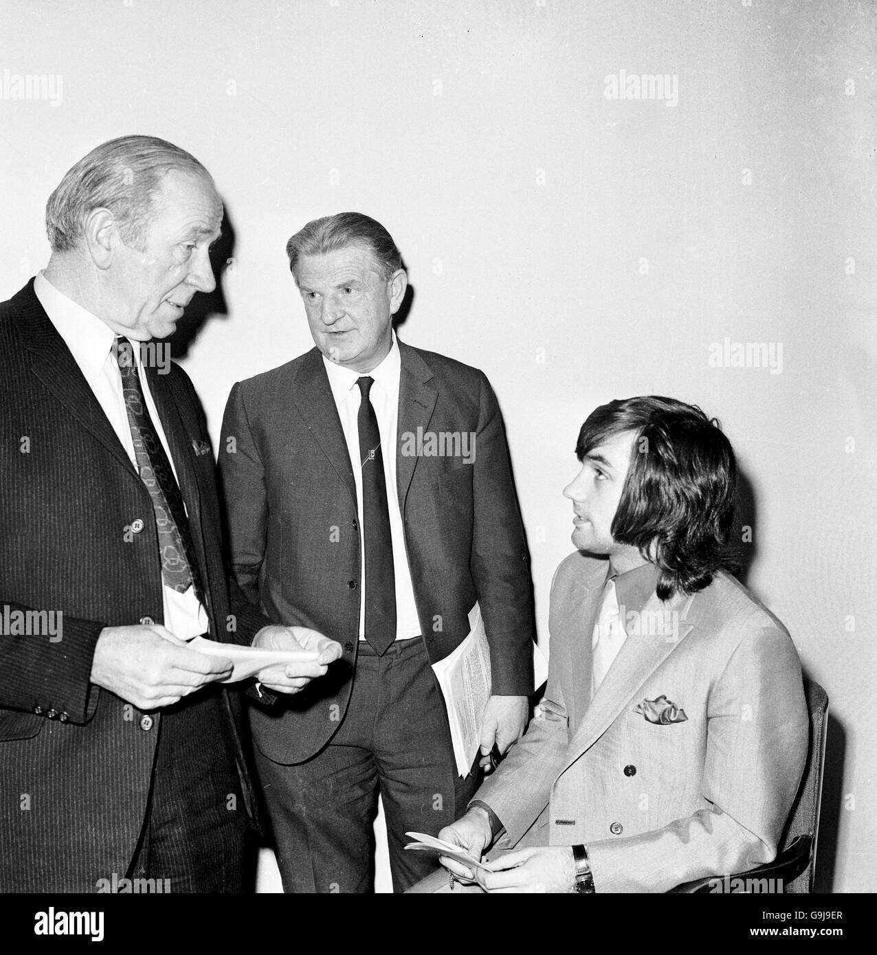George Best (r), in London to refute allegations that he deliberately ...