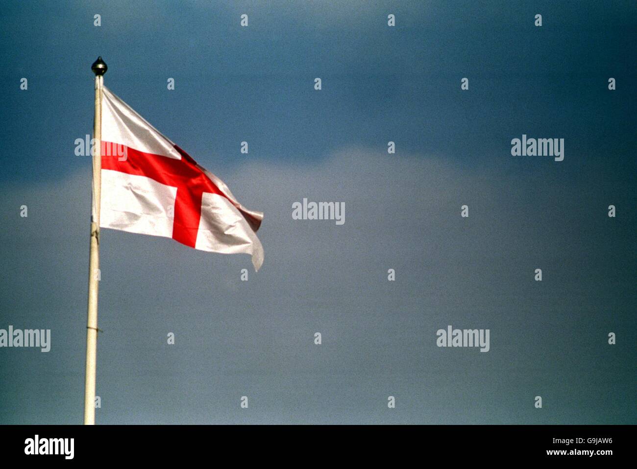The flag of st george flys high above highfield road hi-res stock ...
