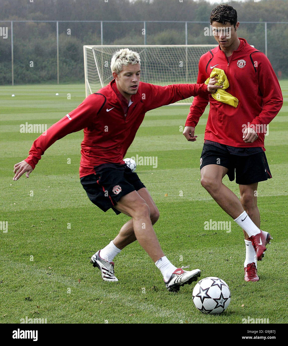 Manchester United's Alan Smith in action against team-mate Cristiano ...