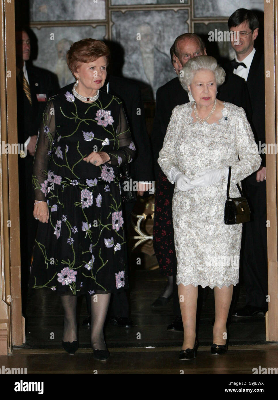 Britain's Queen Elizabeth II attends a reception in Riga during the ...