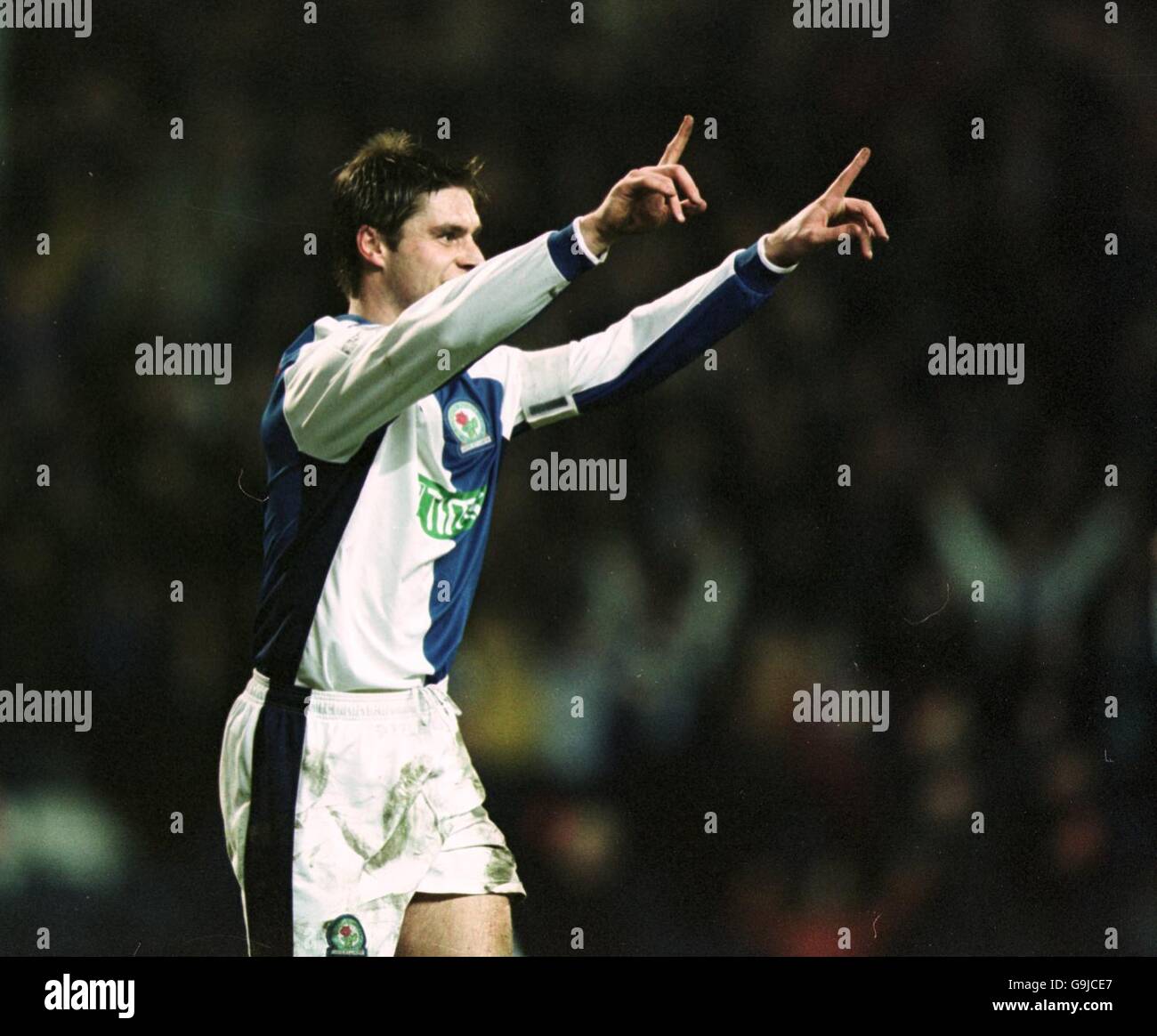 Blackburn Rovers' Gary Flicroft celebrates scoring the opening goal ...