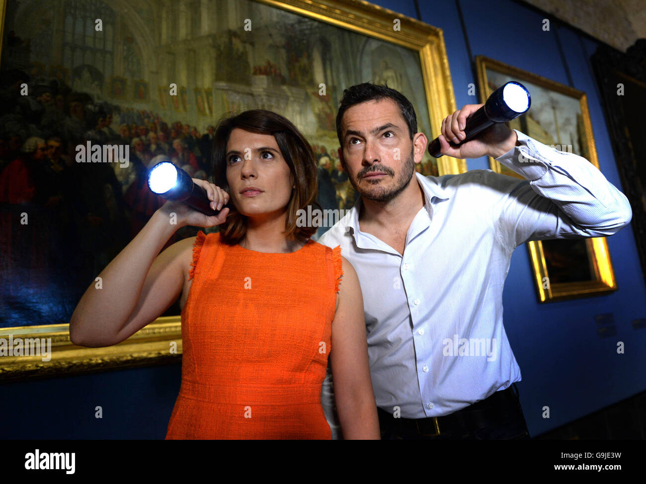 EDITORIAL USE ONLY Television presenter Giles Coren and art historian ...