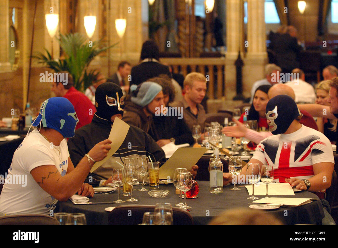 Heavyweight wrestlers from Mexico from left: Anibal, Rayo De Jalisco ...