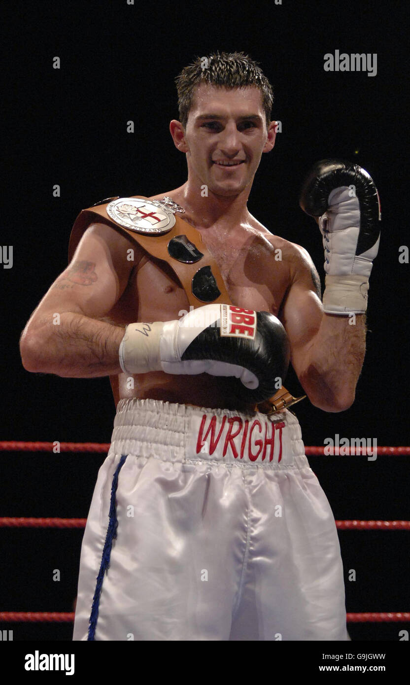 Nigel Wright with his belt after winning the English Light-Welterweight ...