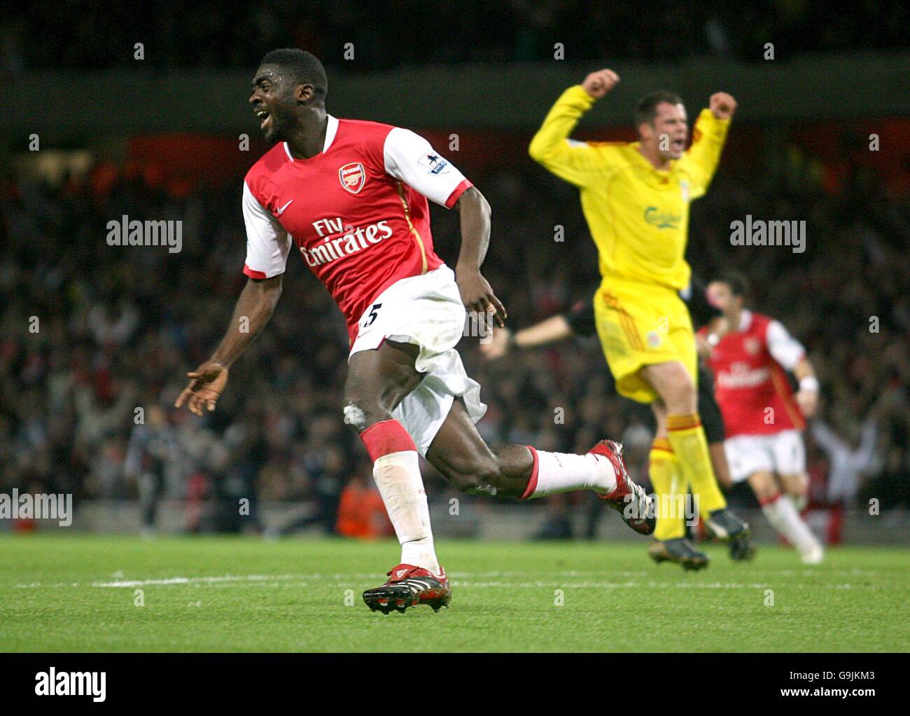 Arsenals kolo toure celebrates goal hi-res stock photography and images ...