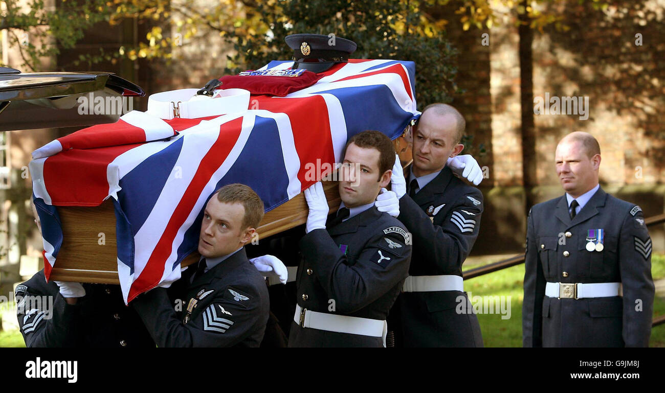 The coffin of Sergeant John Langton is carried at St Austins Church in ...