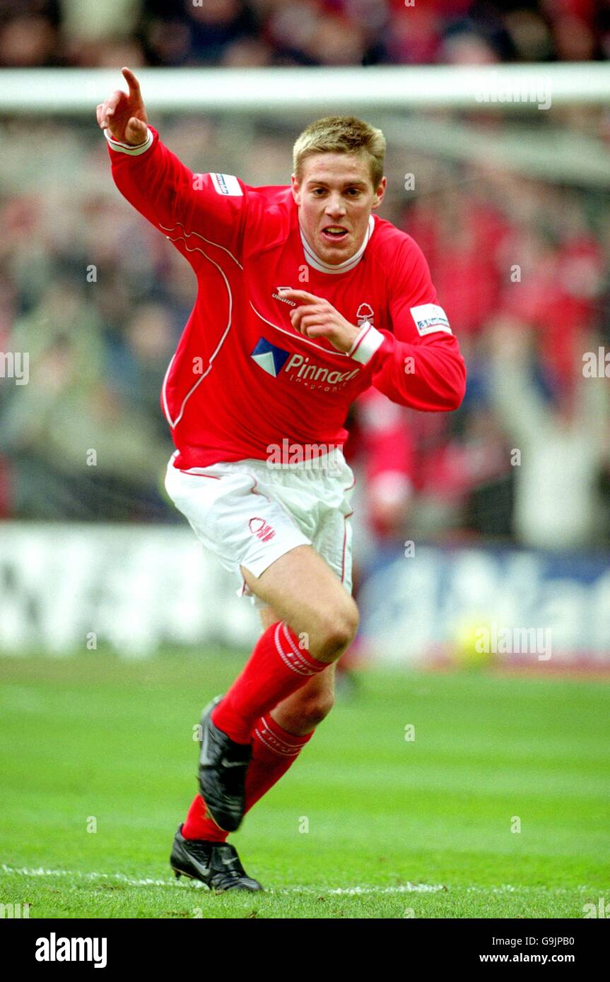 Forest's Gareth Edds turns away to celebrate scoring the equalising ...