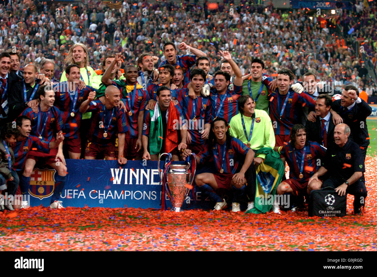 Barcelona celebrate winning the UEFA Champions League Stock Photo - Alamy
