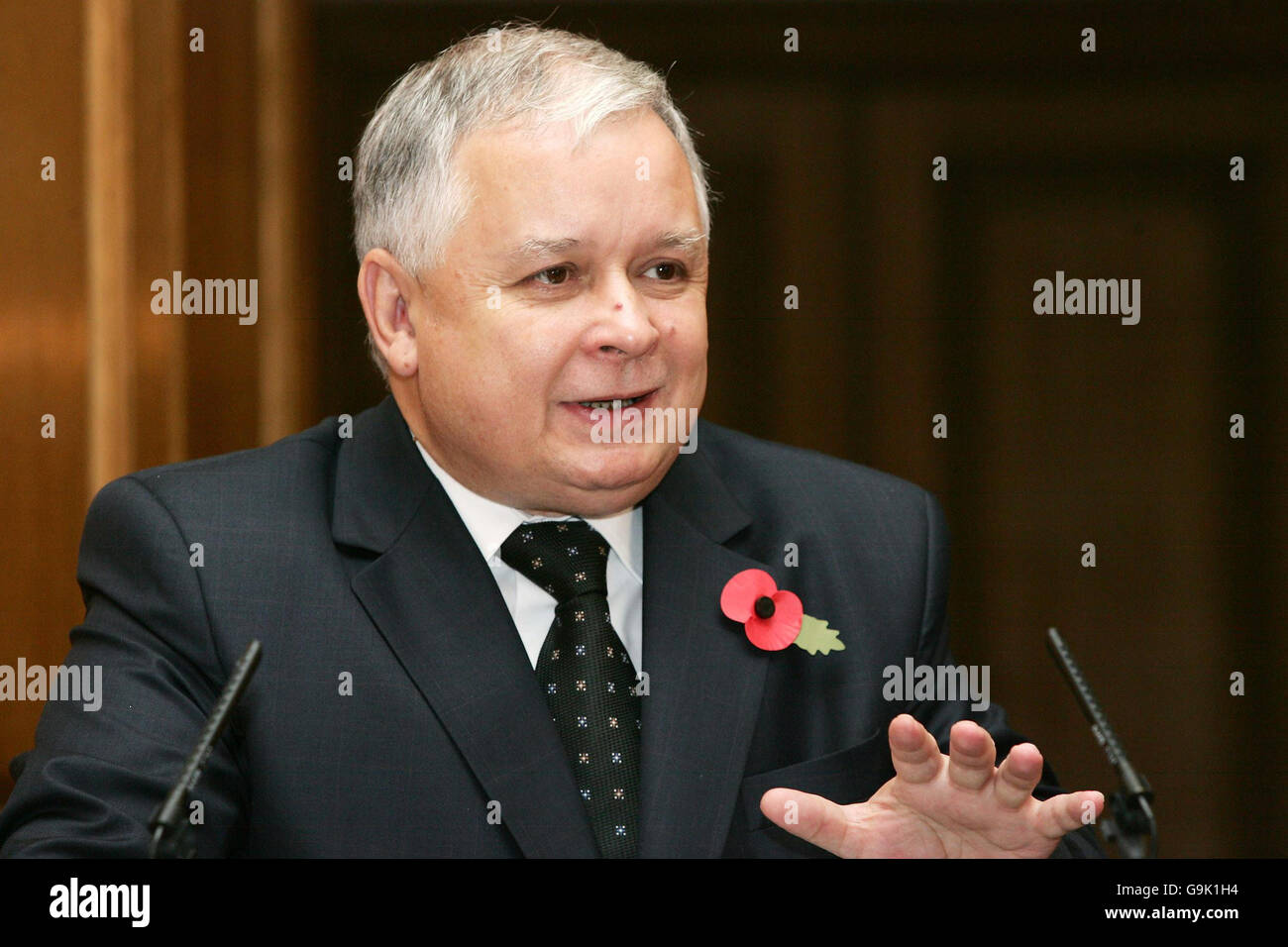 Poland President Lech Kaczynski during a joint press conference with ...