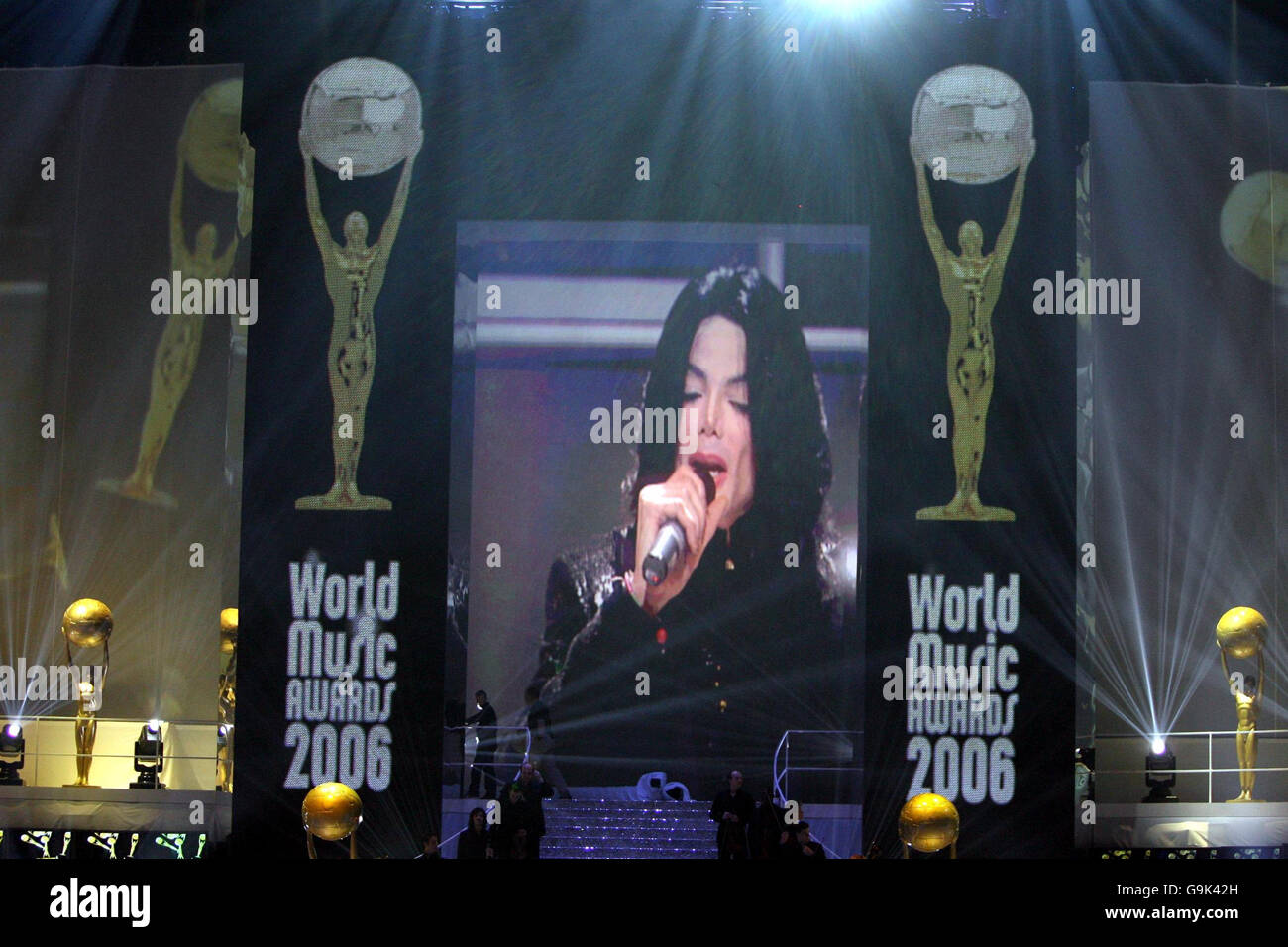 Michael Jackson performs 'We Are The World', on stage during the World ...