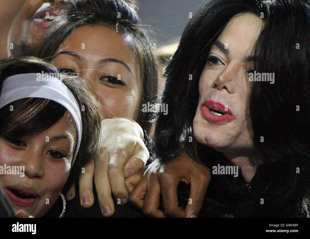 Michael Jackson performs 'We Are The World', on stage during the World ...
