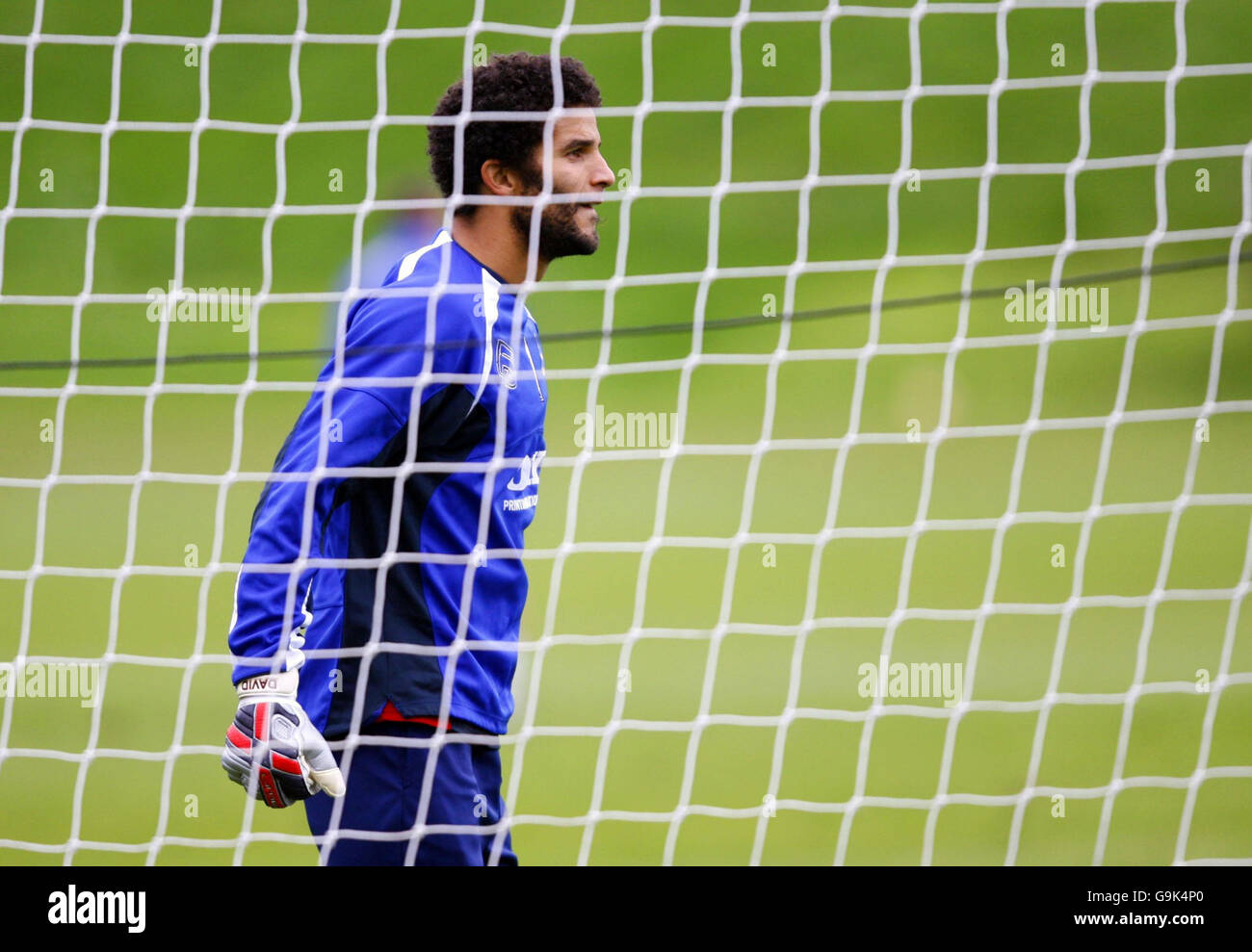 Portsmouth goalkeeper David James during a training session at their ...