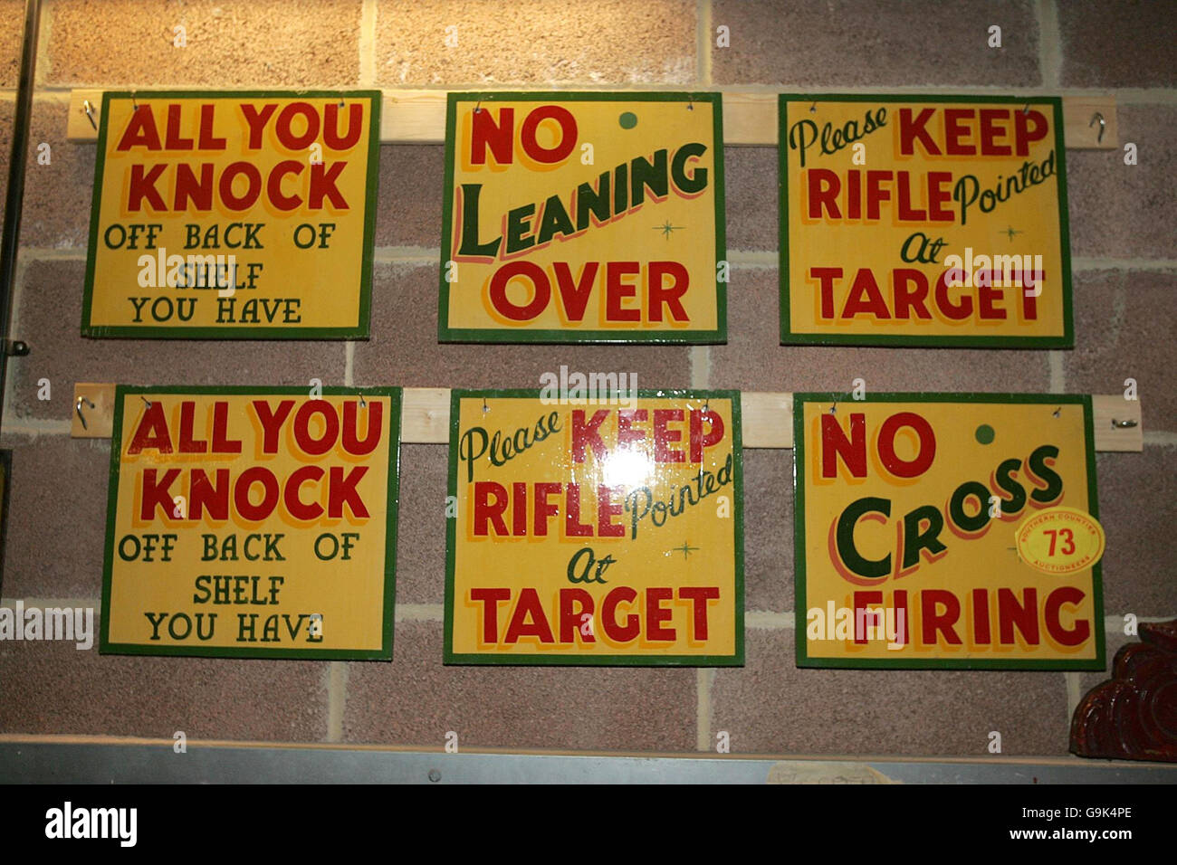 Old signs hang in restorers Carters Steam Fair's yard in White Waltham ...