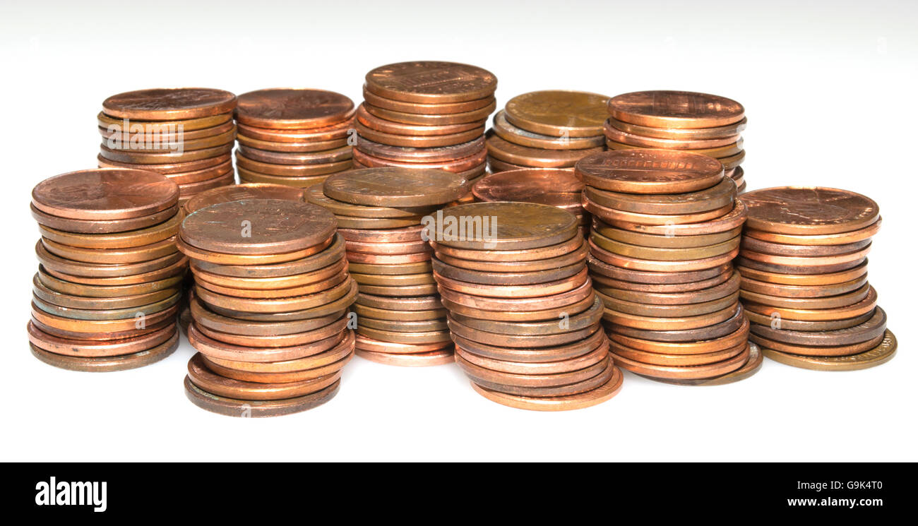 Stacks of Pennies Stock Photo - Alamy