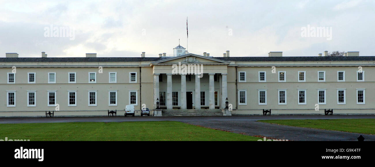 The entrance to the royal military academy at sandhurst hi-res stock ...