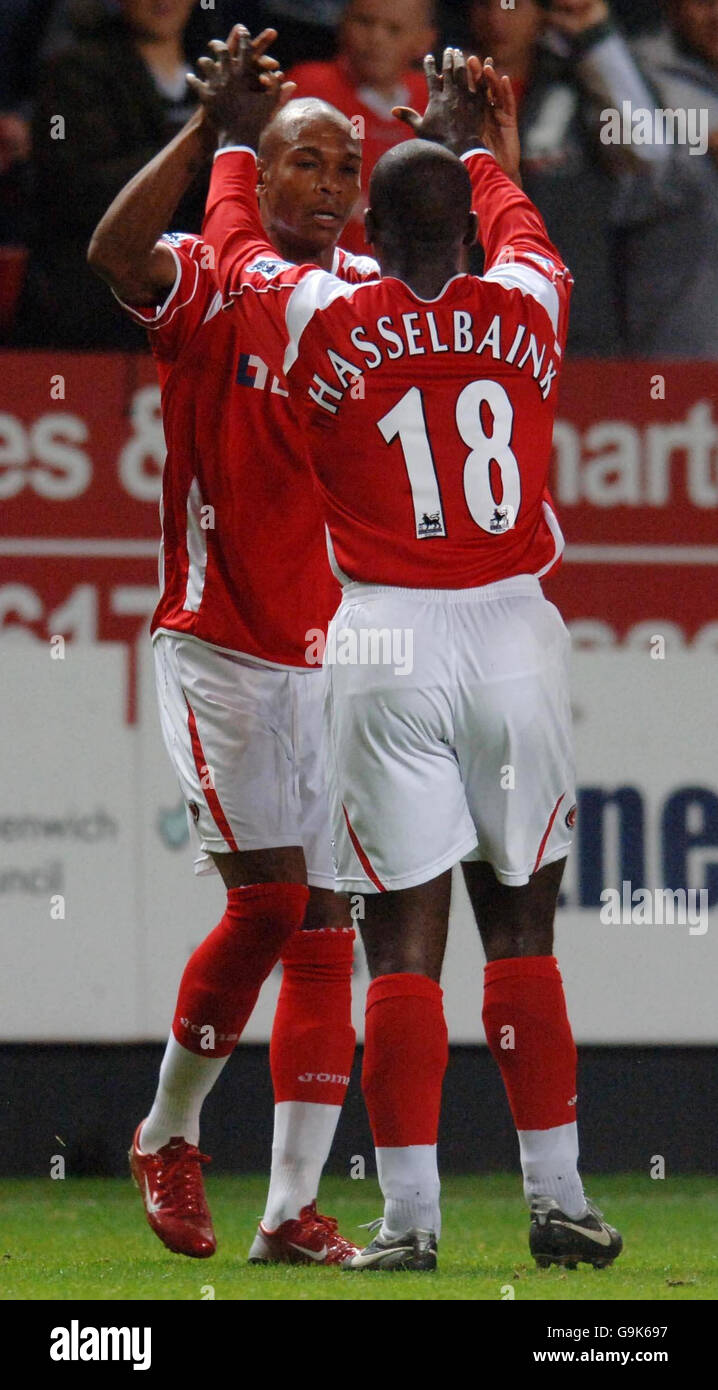 Charlton's Marcus Bent celebrates his goal against Bolton with Jimmy ... Charlton's Marcus Bent celebrates his goal against Bolton with Jimmy ...