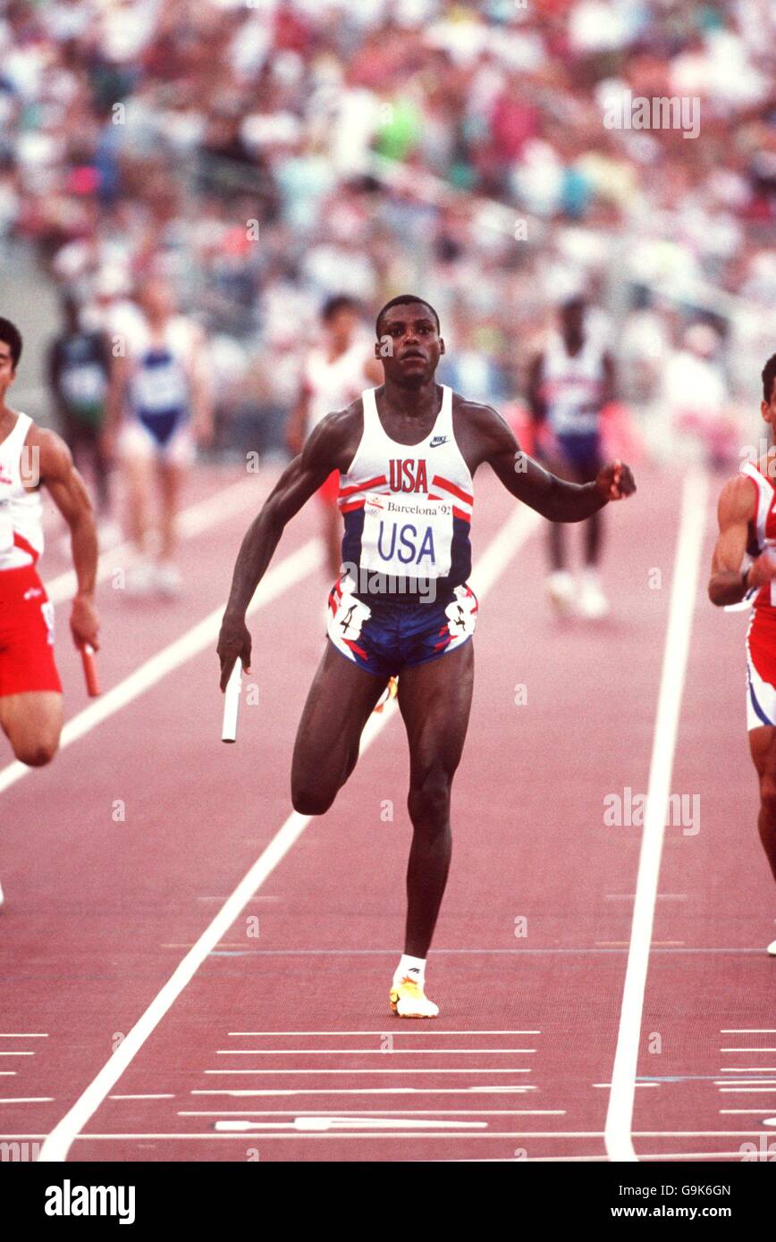 ATHLETICS OLYMPICS. CARL LEWIS (USA) 4 X 100M RELAY Stock Photo - Alamy