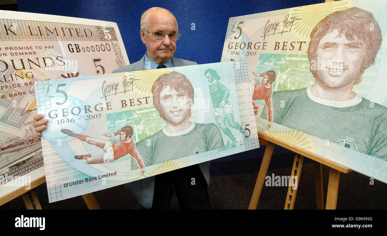 George best immortalised on commemorative bank note hi-res stock ...