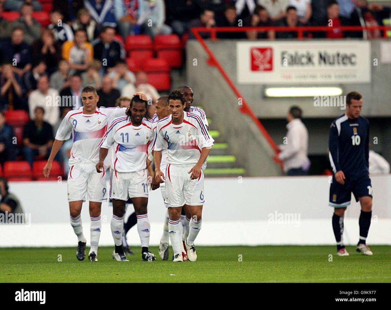 France's Florent Sinama Pongolle celebrates scoring a goal Stock Photo ...