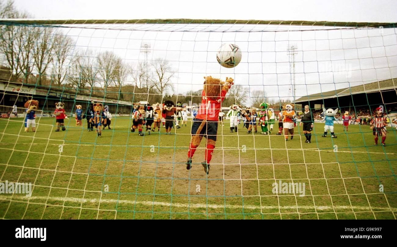Yorkie the York City mascot fails to save a penalty during the Battle ...