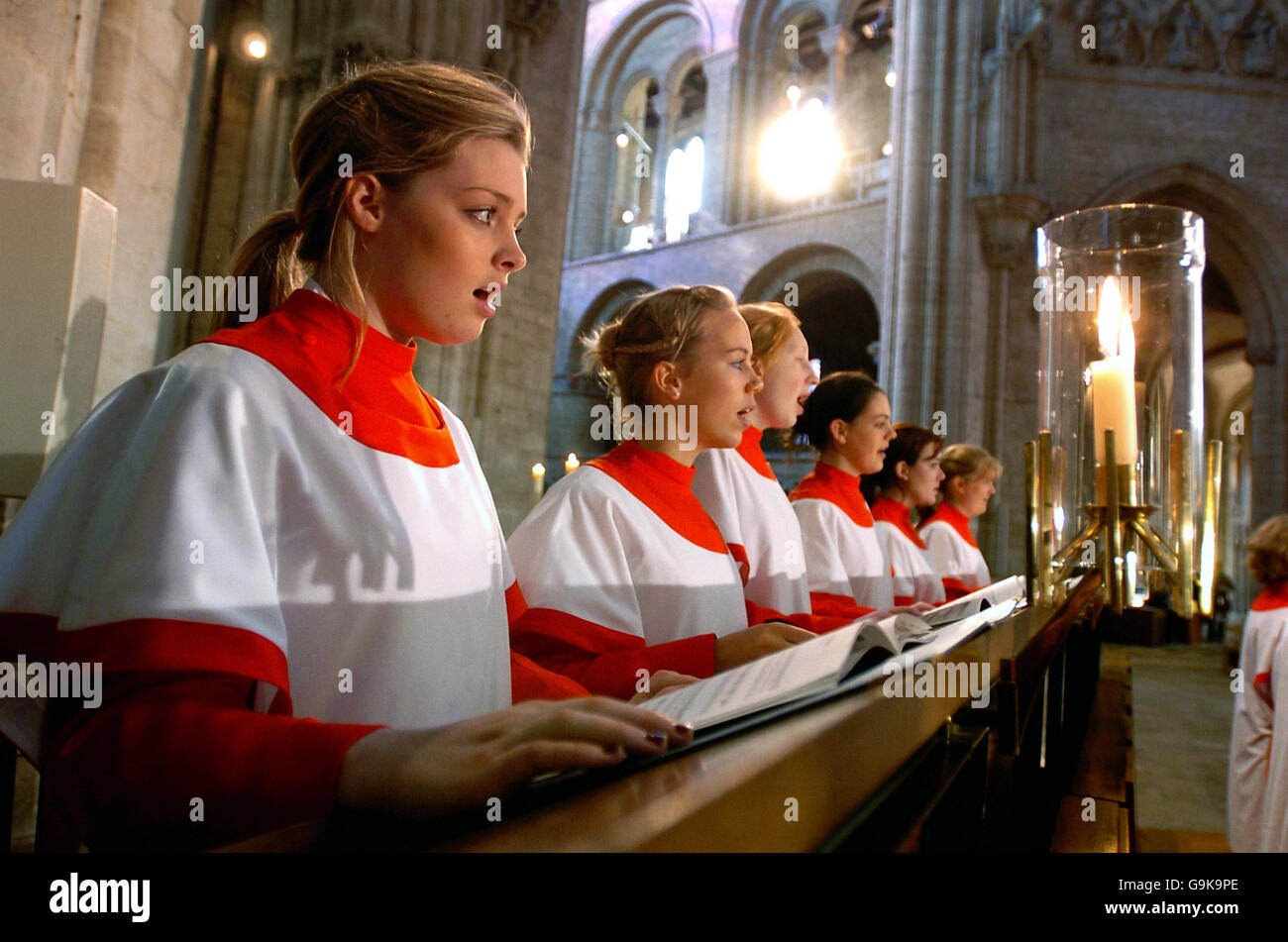 Members of the newly formed Ely Cathedral Girls' Choir take part in a ...