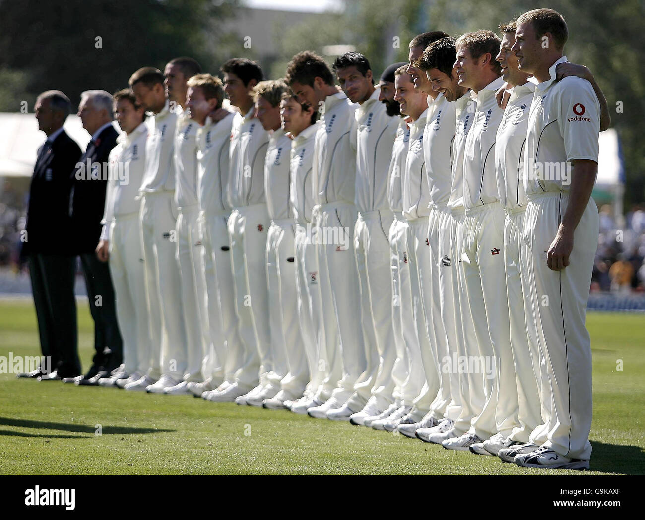 The England team line up before the Tour match against an Australian ...