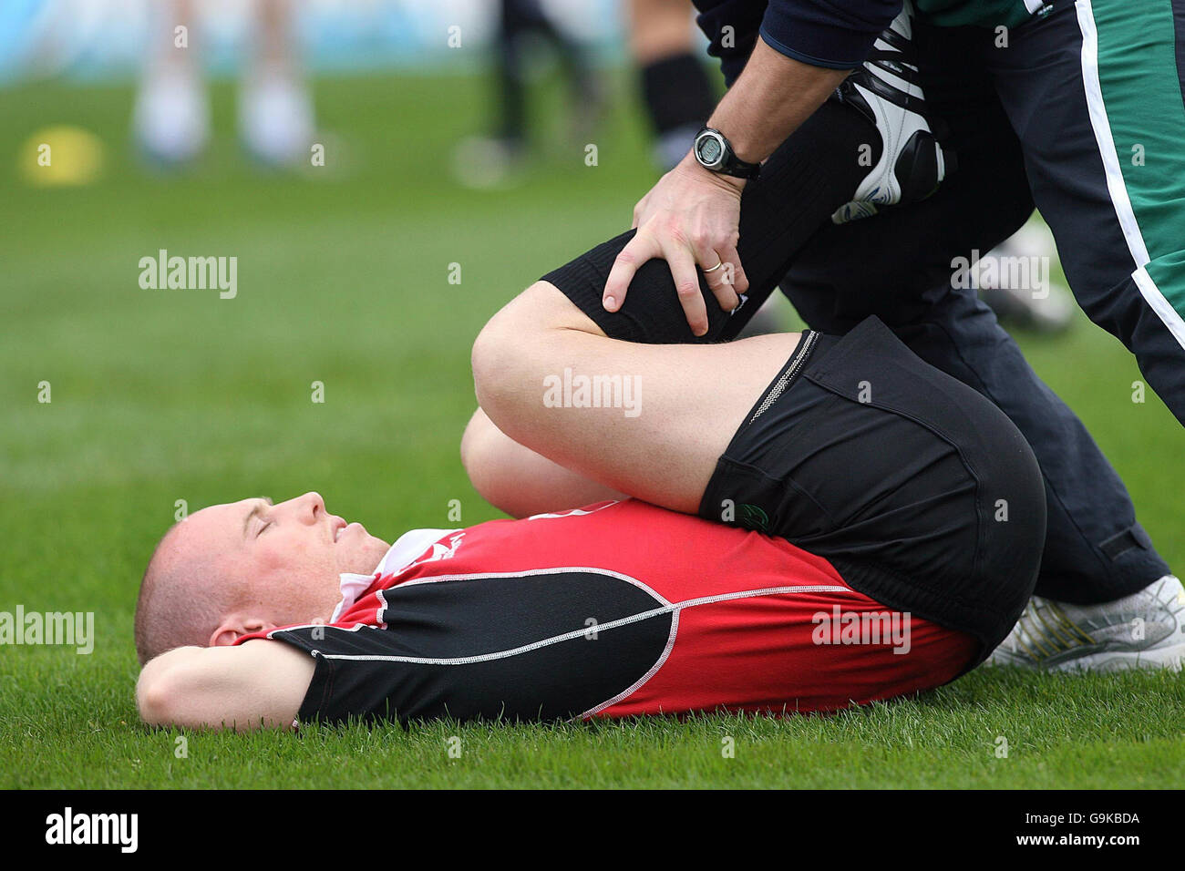 Irelands peter stringer stretches during training session at lansdowne ...
