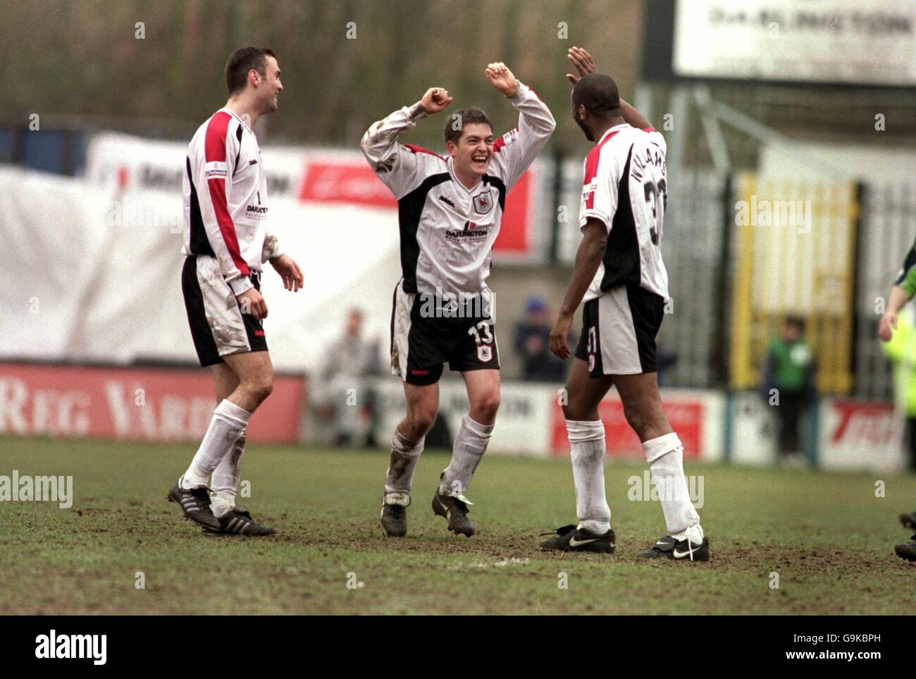 Darlington's John Williams (r) celebrates his second goal with ...
