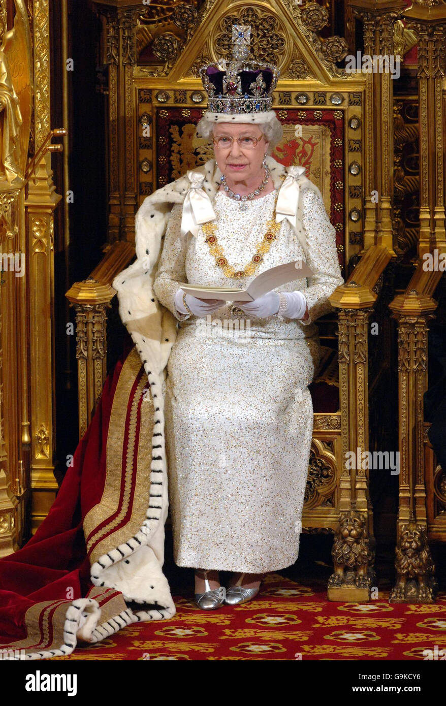 Britain's Queen Elizabeth II delivers her speech during the State ...