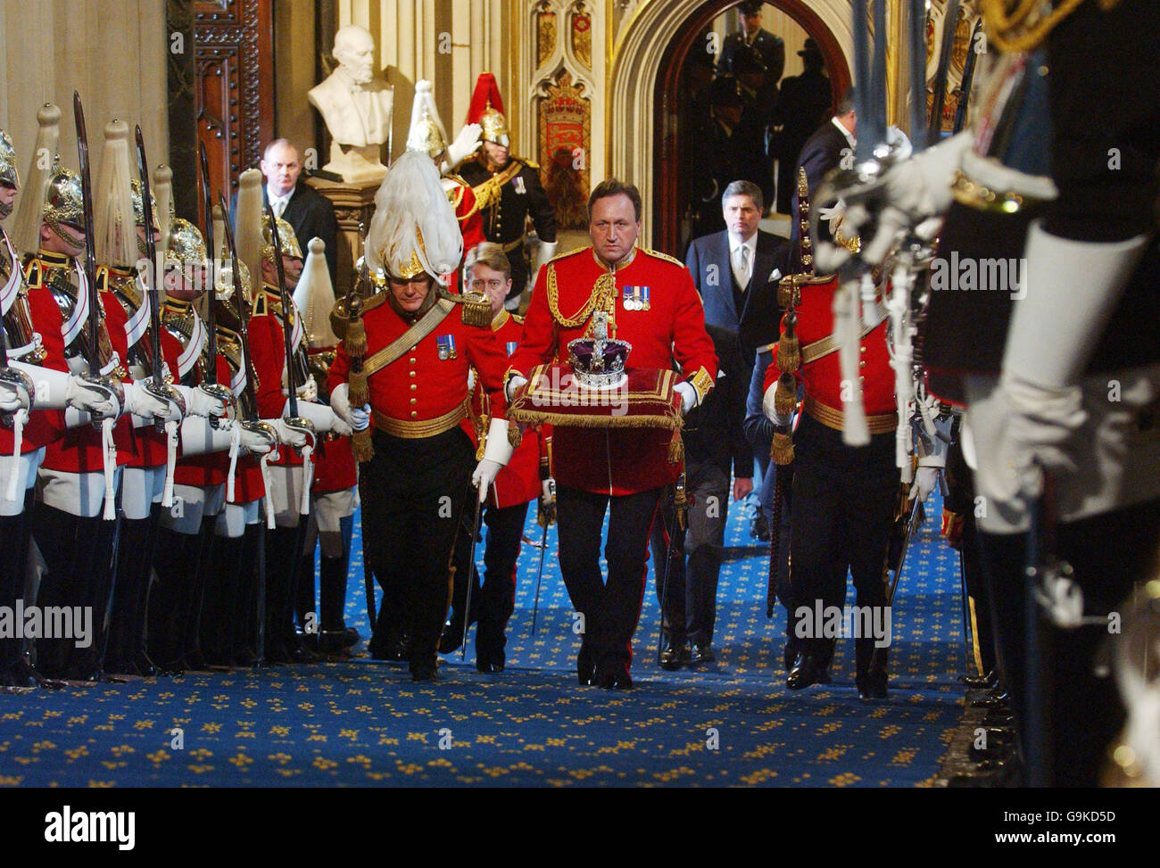 Britain's Queen Elizabeth II enters The Robing Room within the Palace ...