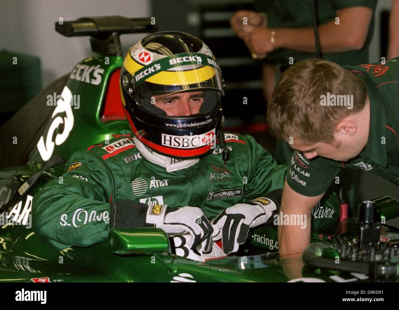 Pedro de la rosa is fitted for jaguar car hi-res stock photography and ...