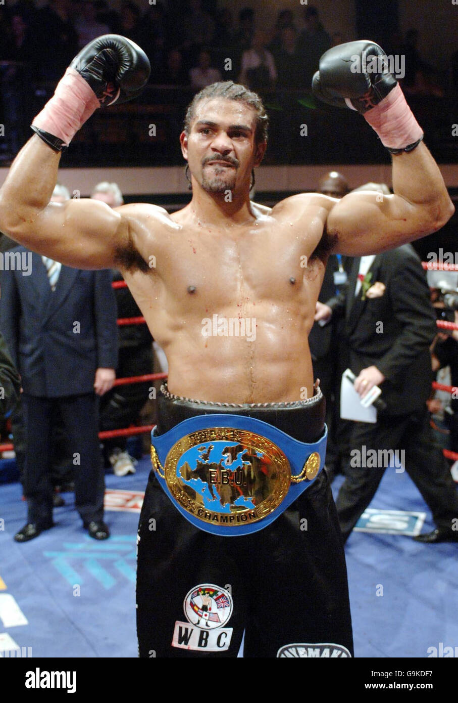 Great Britain's David Haye celebrates after defeating Italy's Giacobbe ...