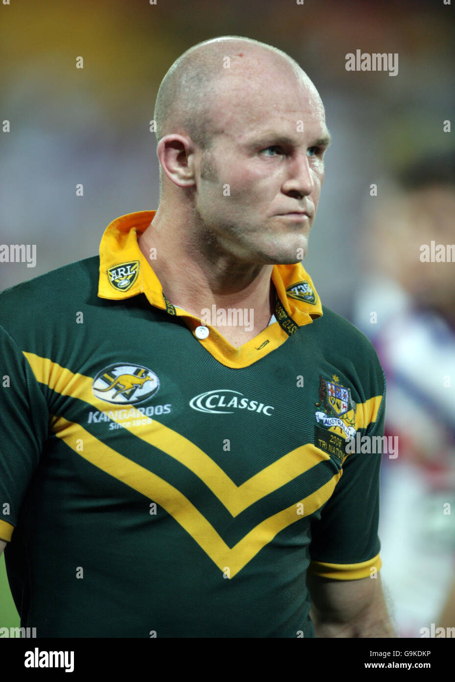 Great Britain's Keith Senior leaves the field wearing an Australian ...