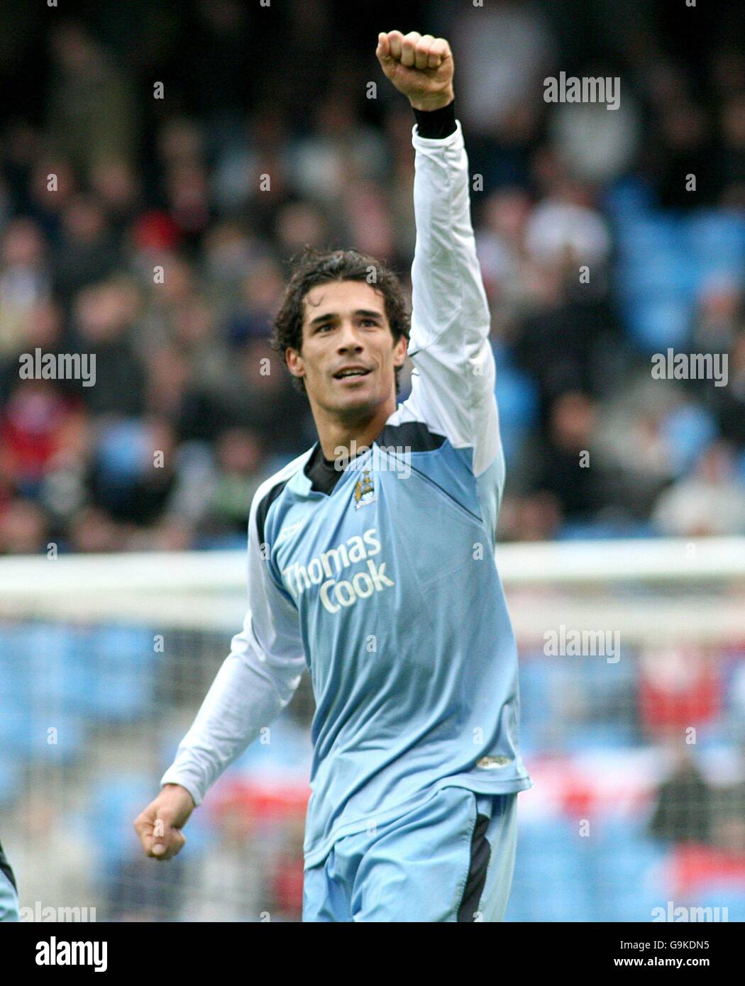 Manchester City's Bernardo Corradi celebrates scoring a goal Stock ...