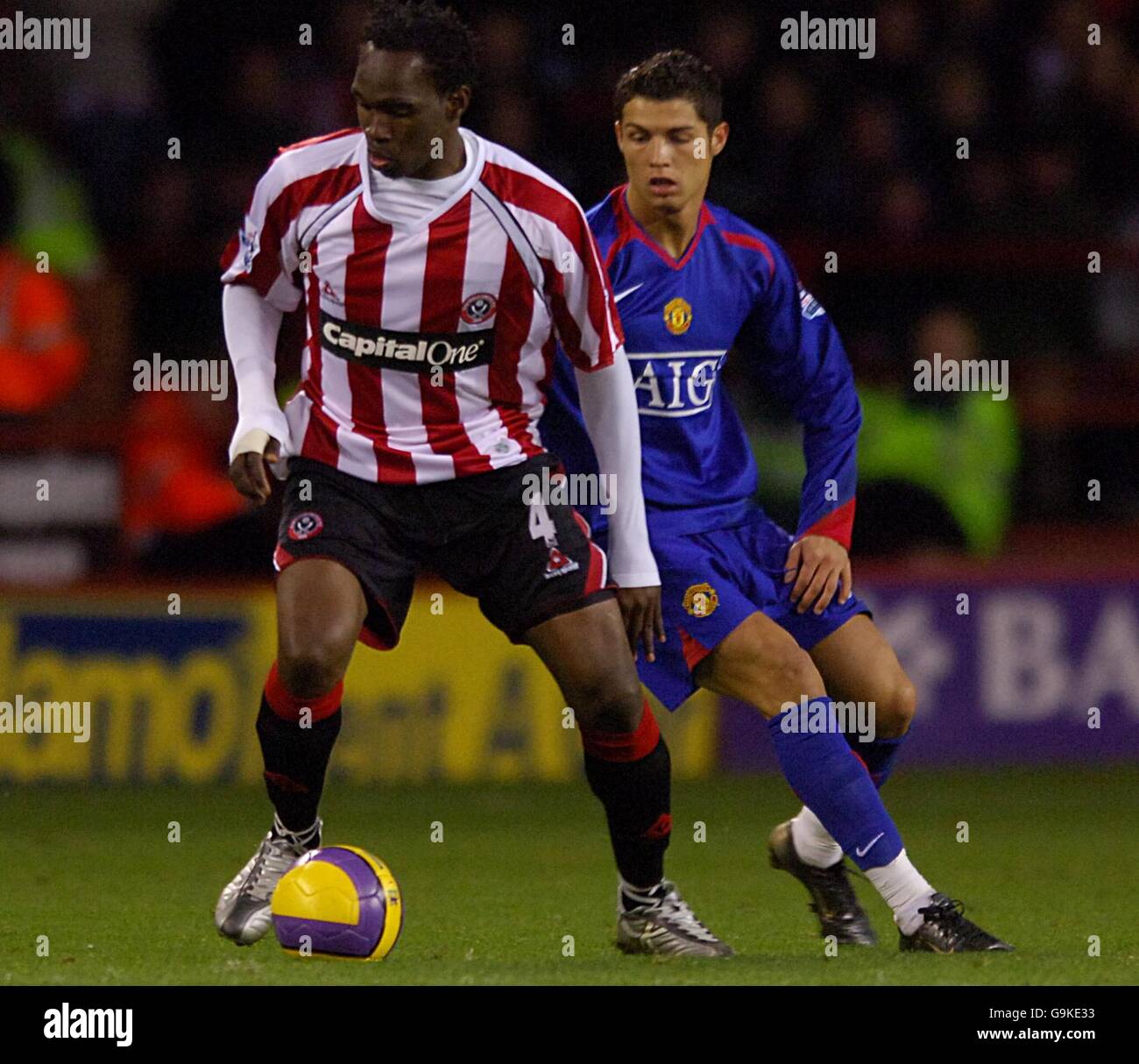 Sheffield United's Claude Davis and Manchester United's Cristiano ...