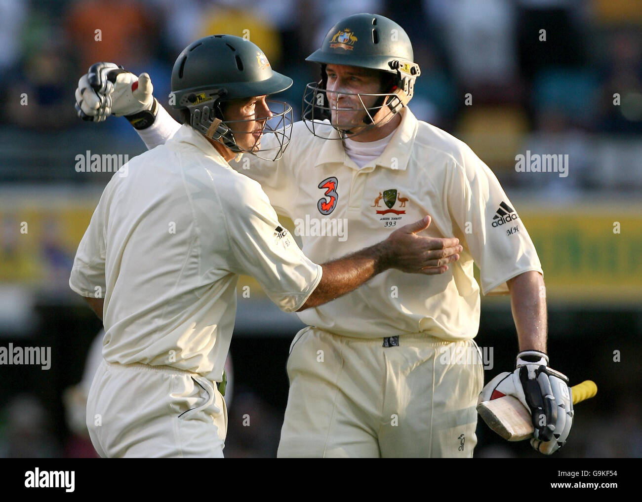 Australia captain Ricky Pointing and Michael Hussey congratulate each ...