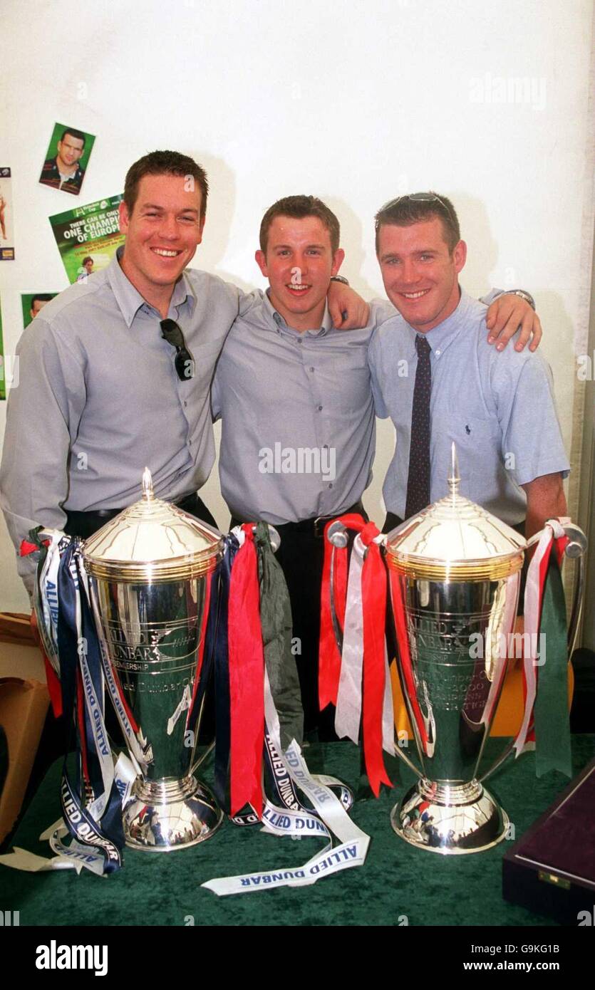 (L-R) Leicester Tigers' Paul Reeves, James Grindal and John O'Reilly ...