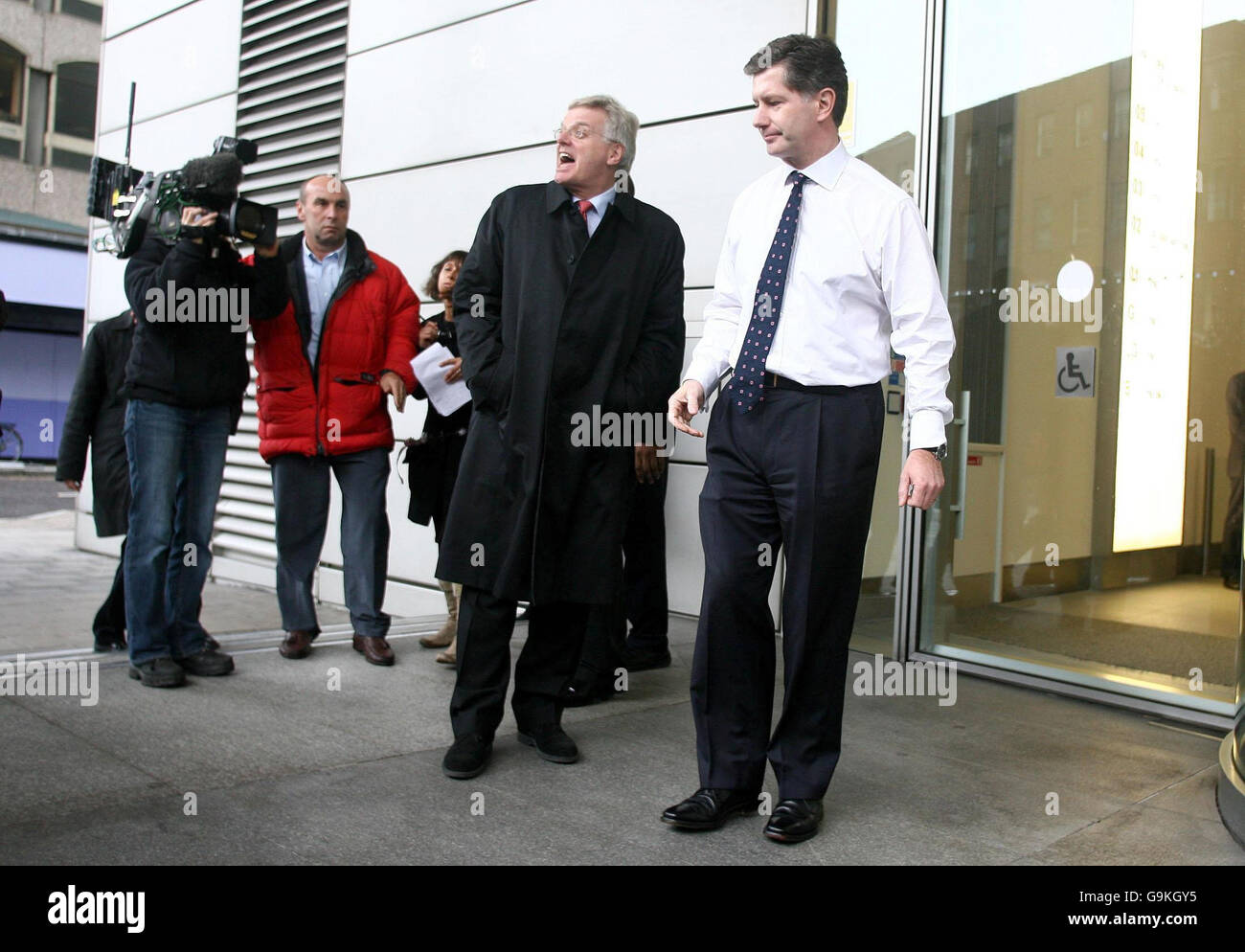 ITV's new Executive Chairman Michael Grade is greeted by John Creswell ...