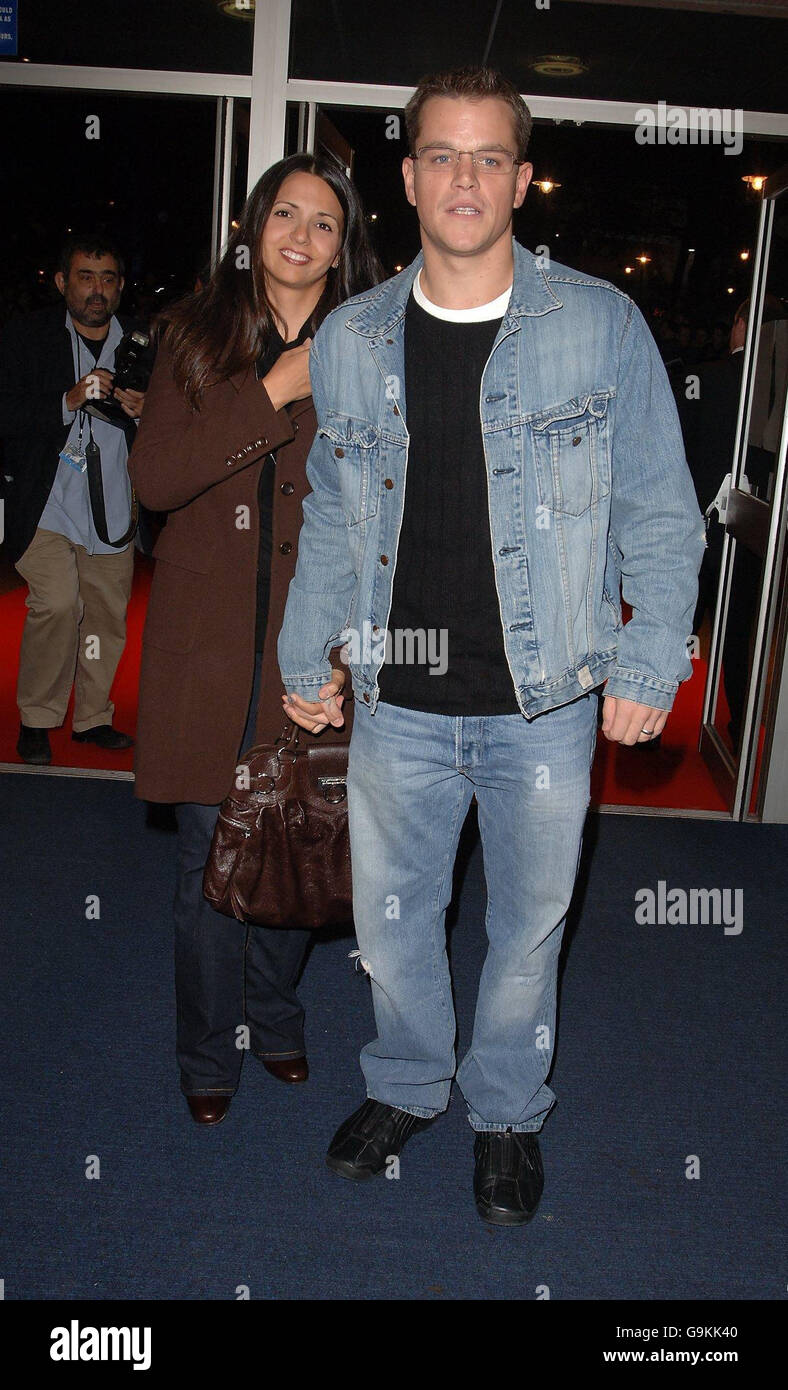 Matt Damon and his partner Luciana Barroso attend the at the UK ...