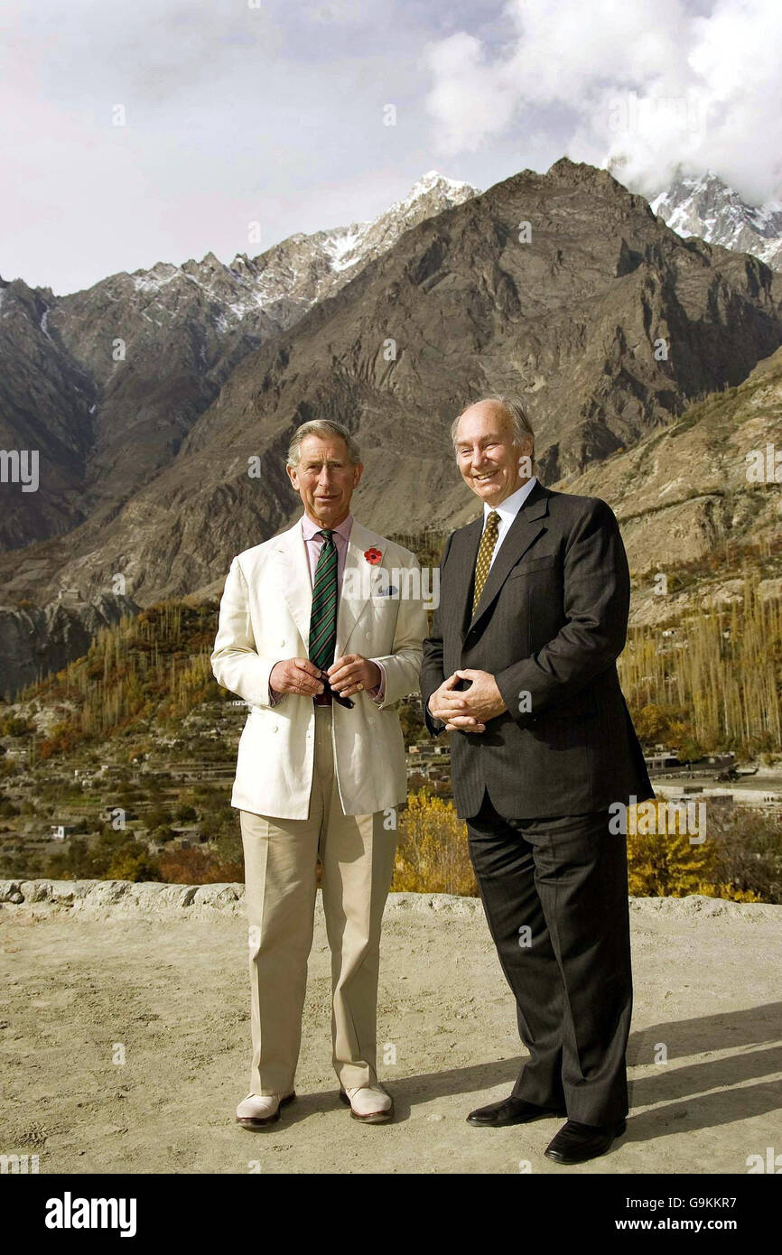 The Prince of Wales and the Aga Khan (right) admire the stunning views ...