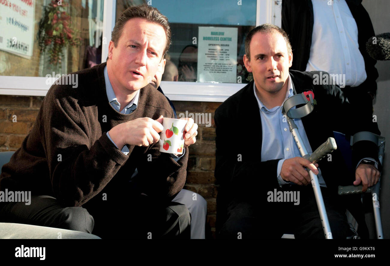 Leader of the Conservative Party David Cameron talks to Robert Halfon ...