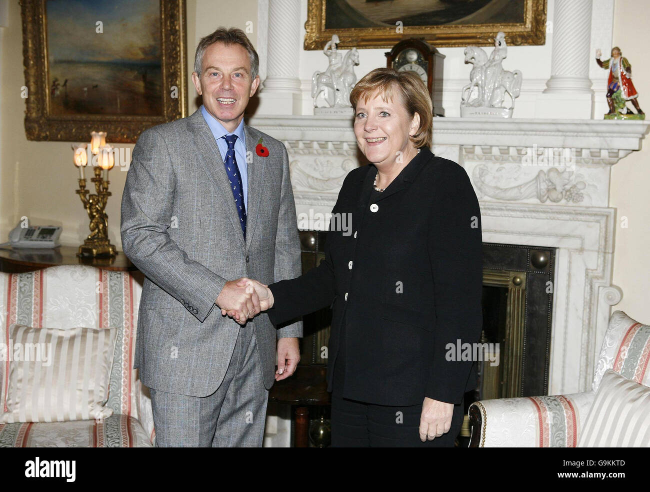 Tony Blair and Angela Merkel in Downing Street Stock Photo - Alamy