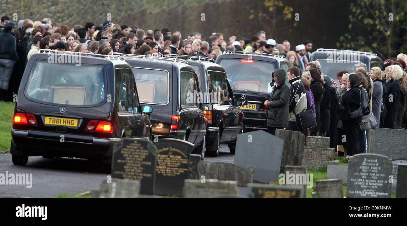 The hearses carrying the bodies of five members of the same family ...