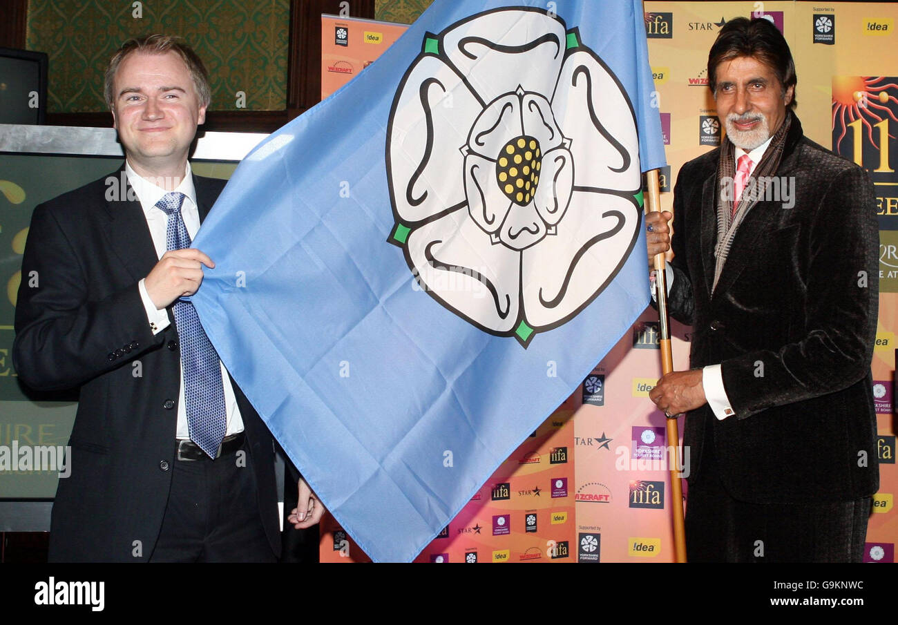 Tom Riordan (left) from Yorkshire Forward presents Indian film star ...