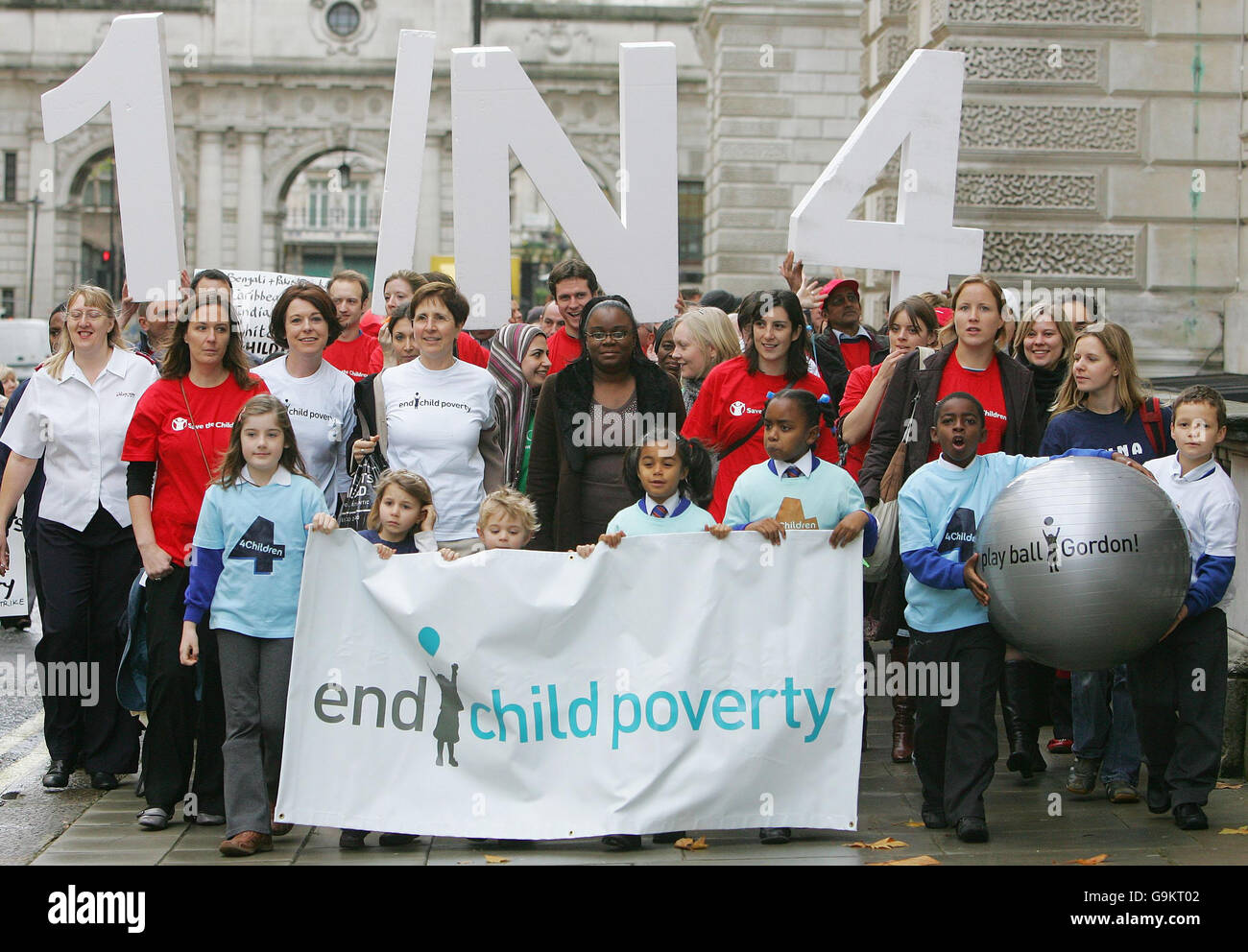 End Child Poverty campaign march on the Treasury Stock Photo - Alamy