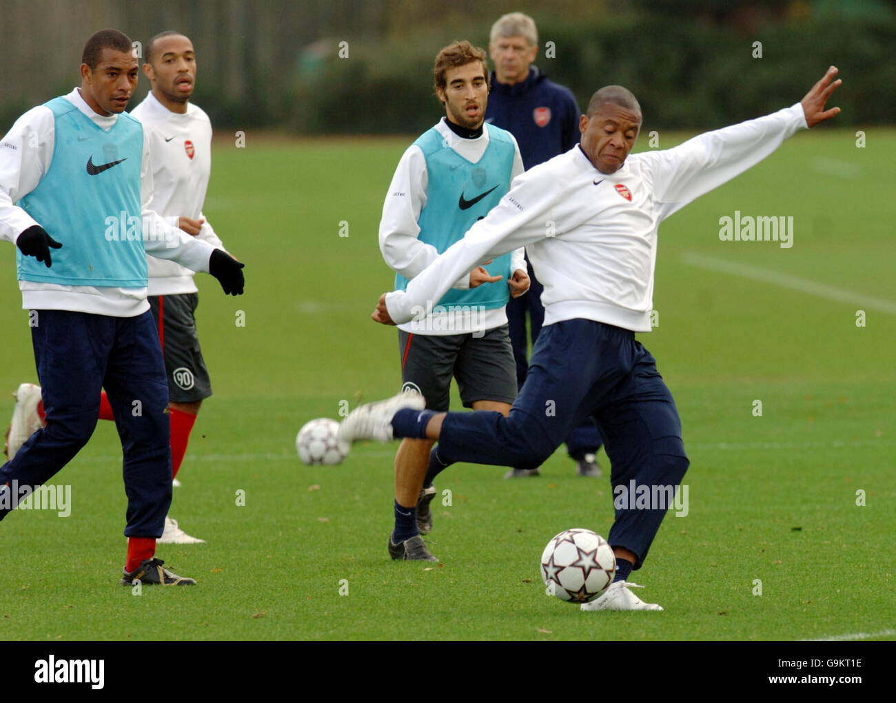 Arsenal's Julio Baptista (right) in action with team-mates during the ...